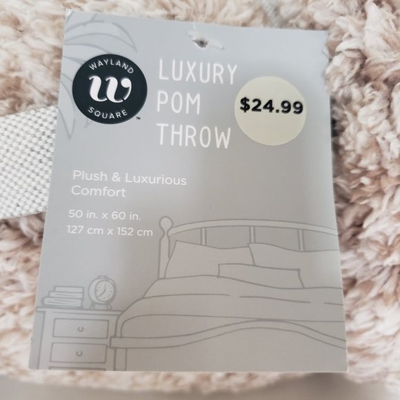 Wayland Square | Bedding | Wayland Square Luxury Pom Throw Tan With ...